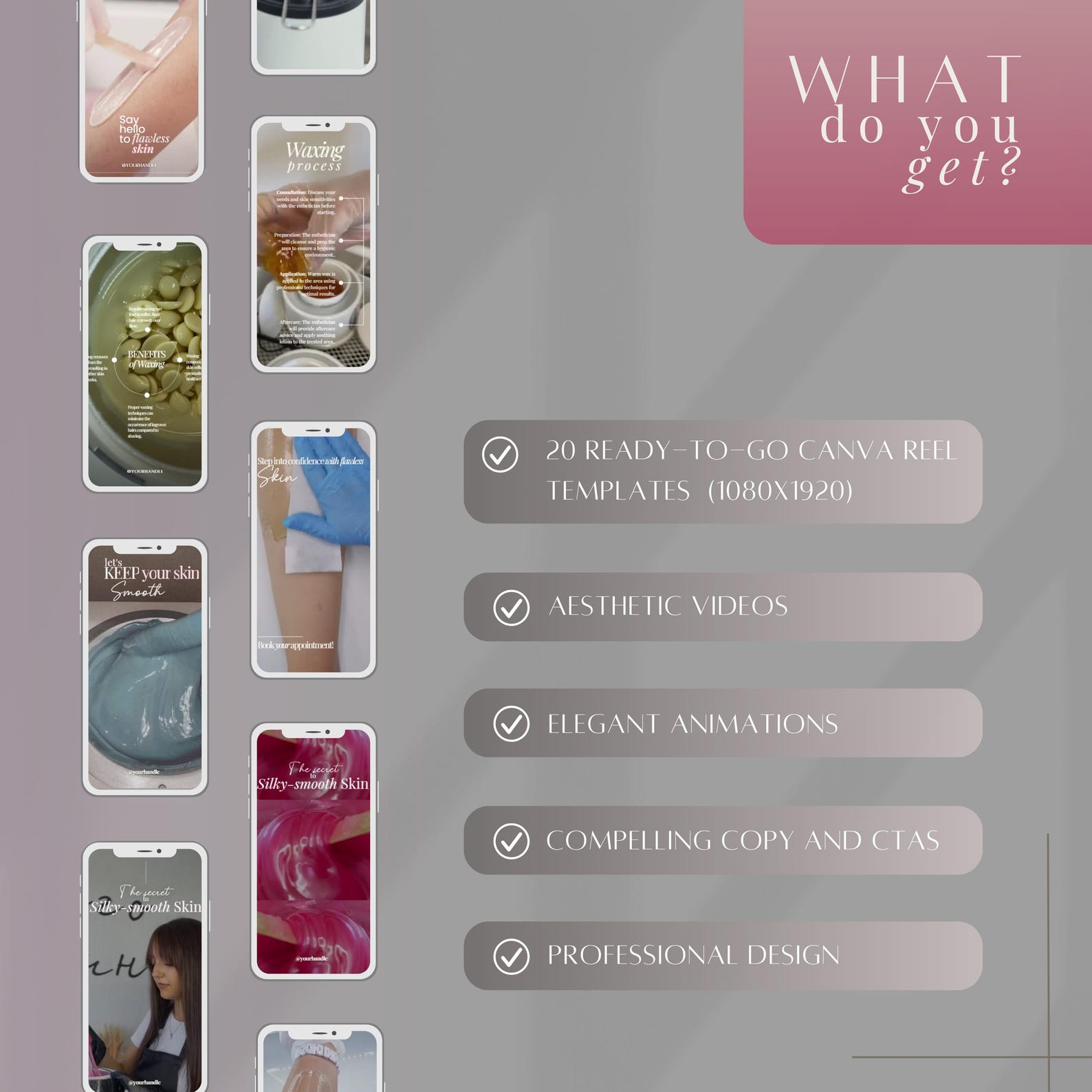 Waxing Reel Templates: Hair Removal Social Media Content (canva) - Etsy