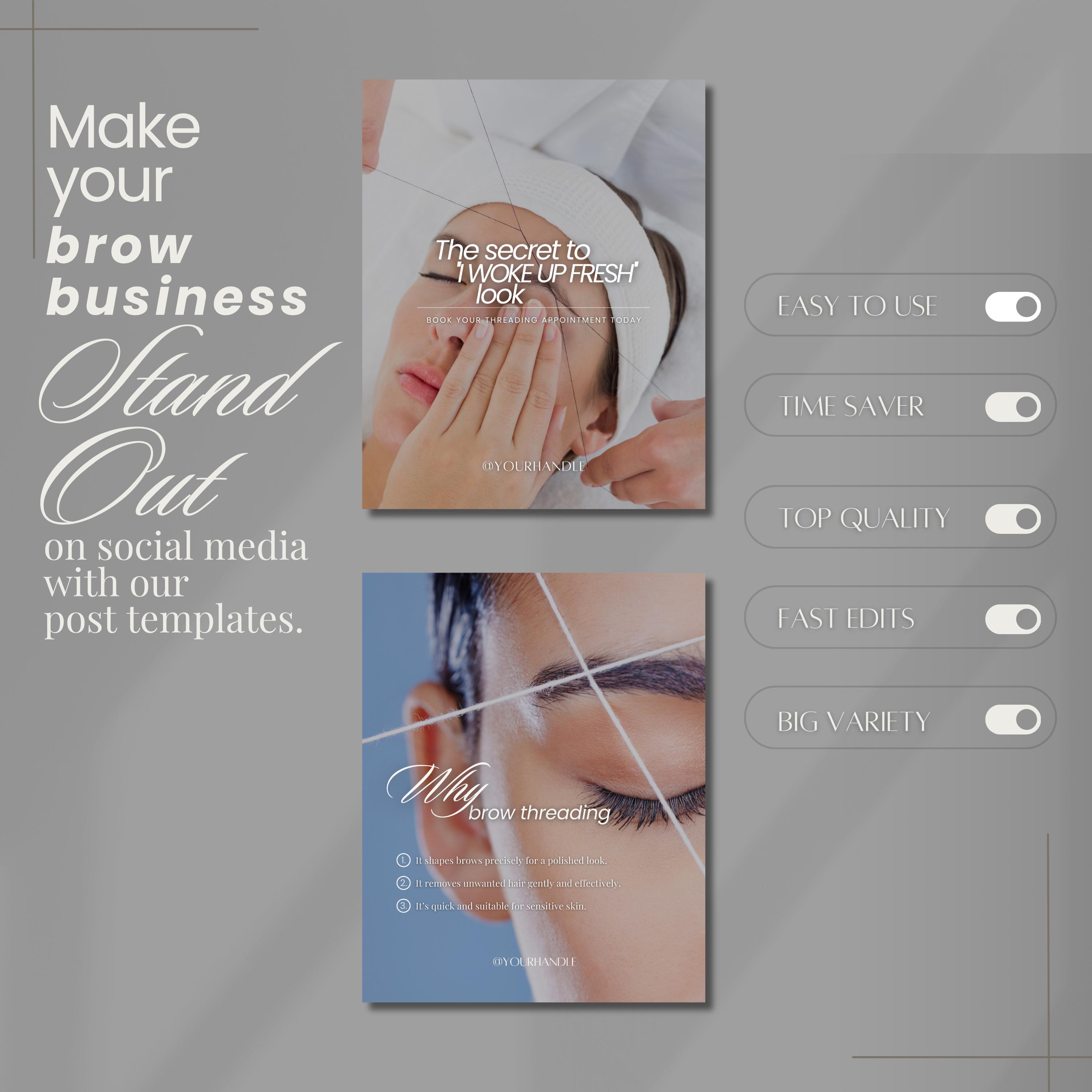 Brow Threading Instagram Post Templates: Brow Tech Social Media Content ...