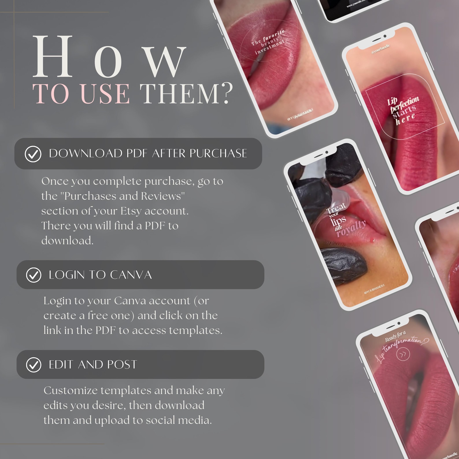 Lip Blushing Instagram Reel Templates | PMU Artist Story Ideas ...