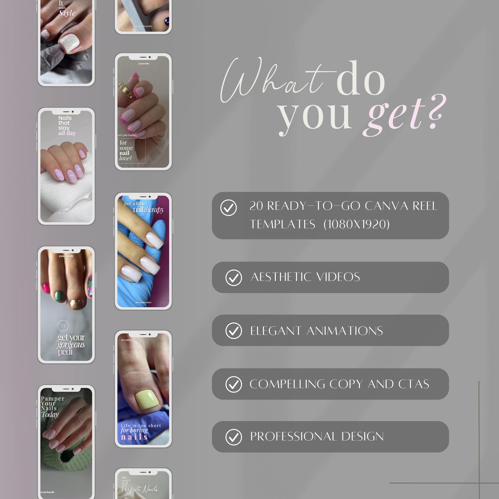 Nail Tech Social Media Reel Templates: Manicure & Pedicure (canva) - Etsy