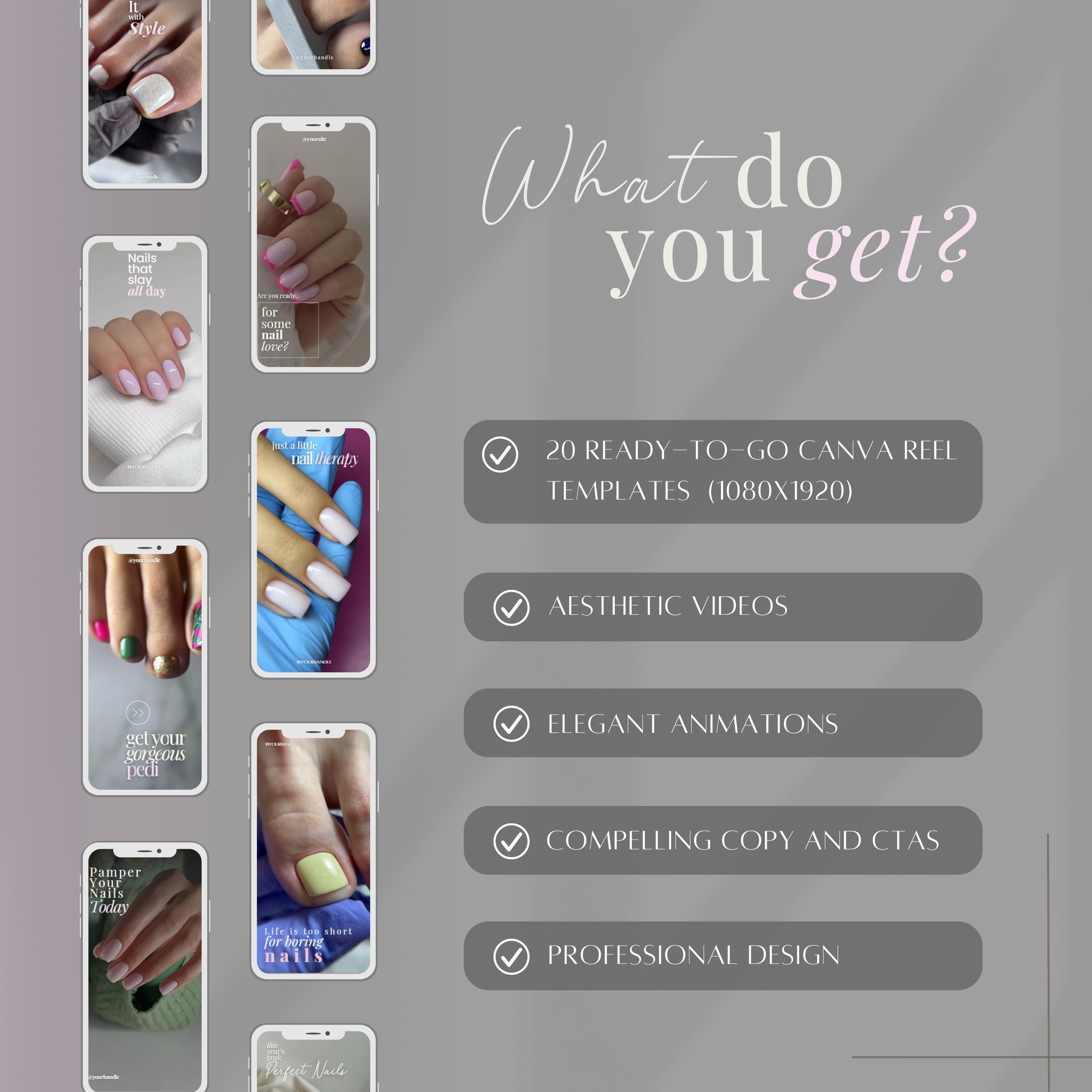Nail Tech Social Media Reel Templates: Manicure & Pedicure (canva) - Etsy