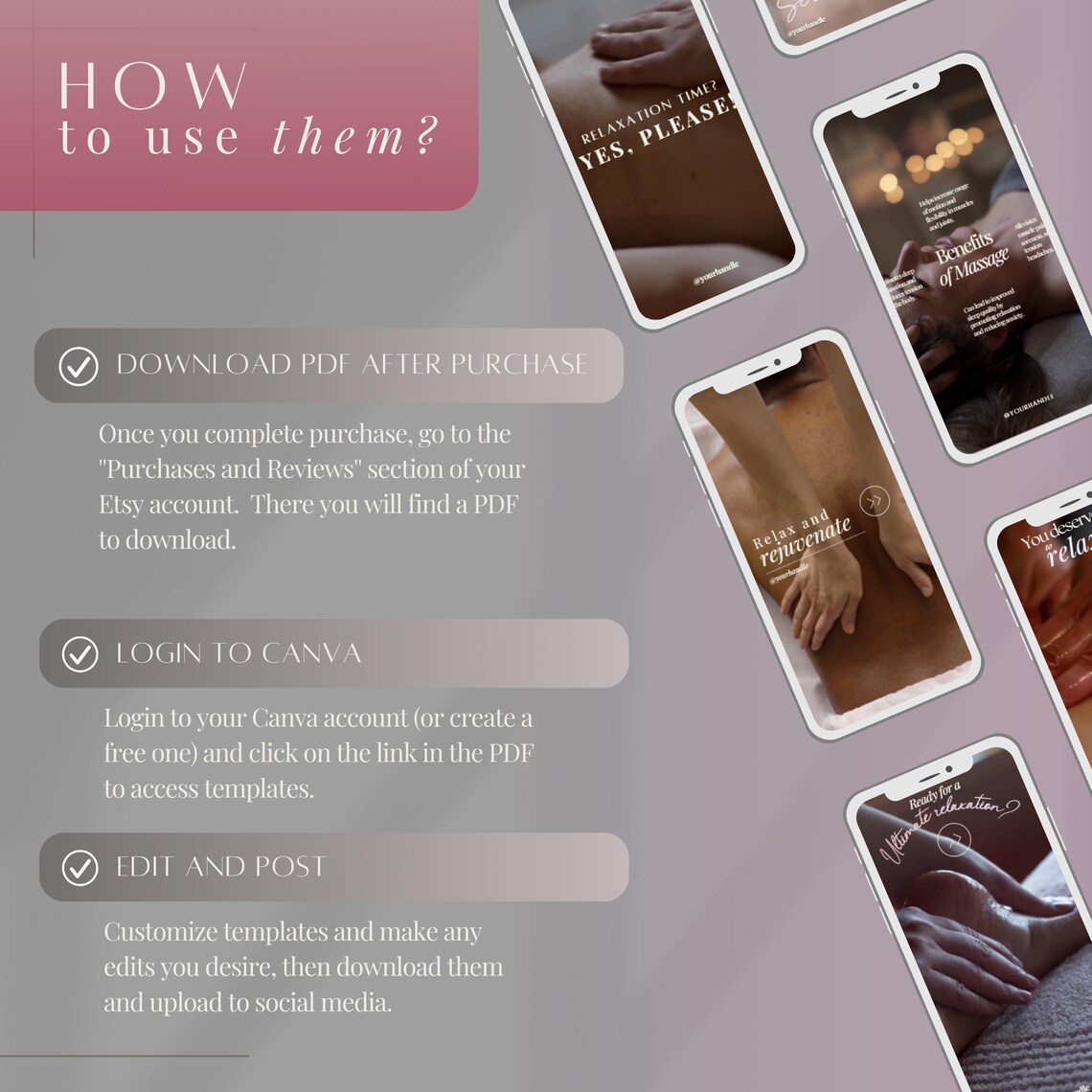 Massage Instagram Story Canva Templates | Massage Therapist Social ...