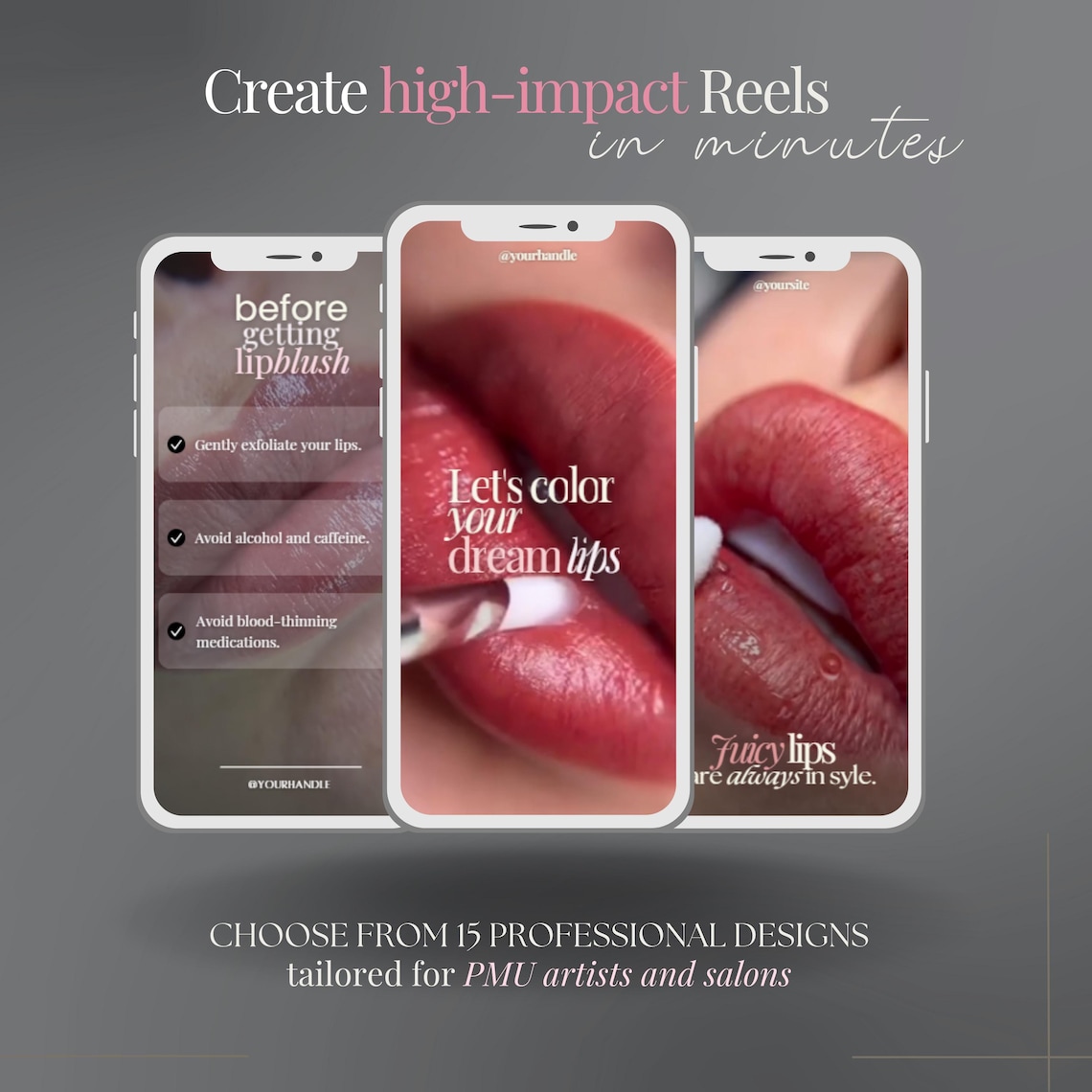 Lip Blushing Instagram Reel Templates | PMU Artist Story Ideas ...
