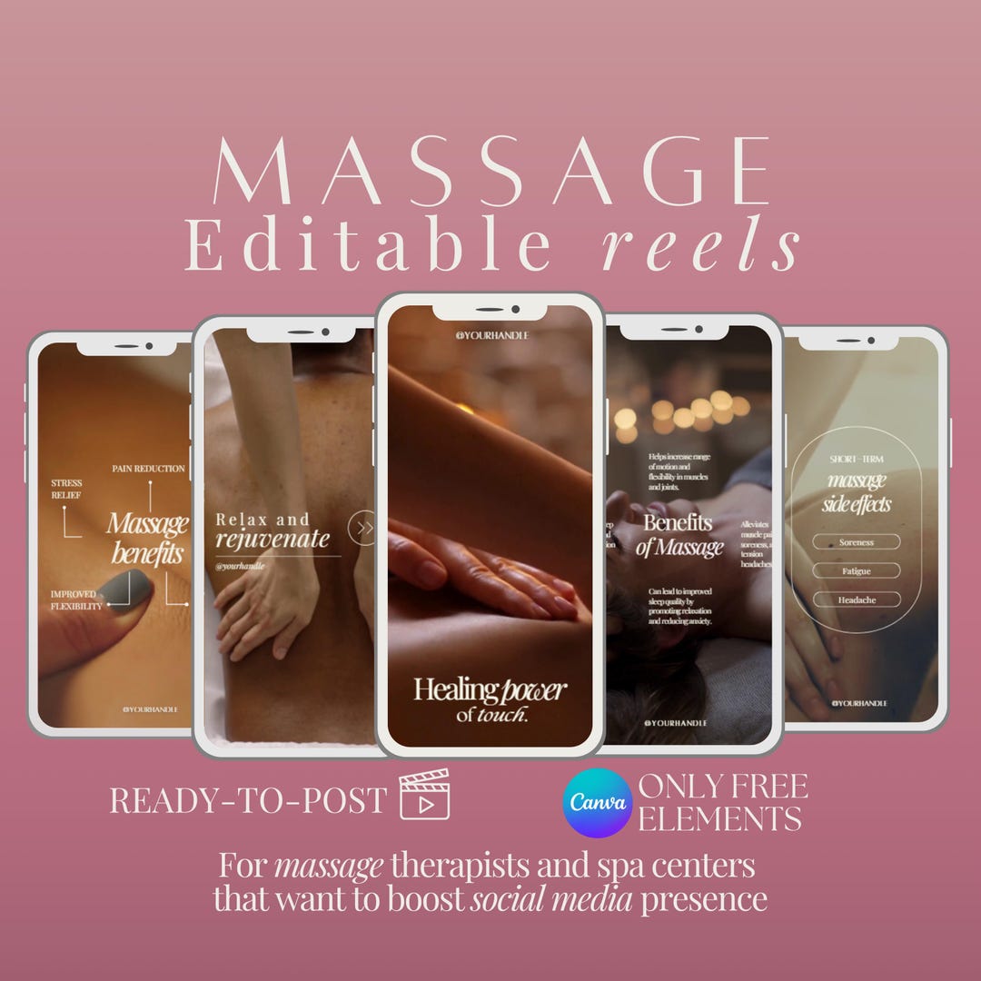 Massage Therapy Reel Templates: Spa Social Media Marketing (canva) - Etsy