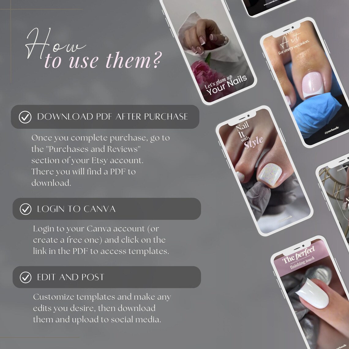 Nail Tech Social Media Reel Templates: Manicure & Pedicure (canva) - Etsy