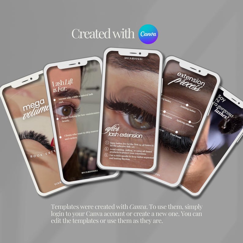 Lash Tech Instagram Reels and Posts: Lift and Extension Social Media ...