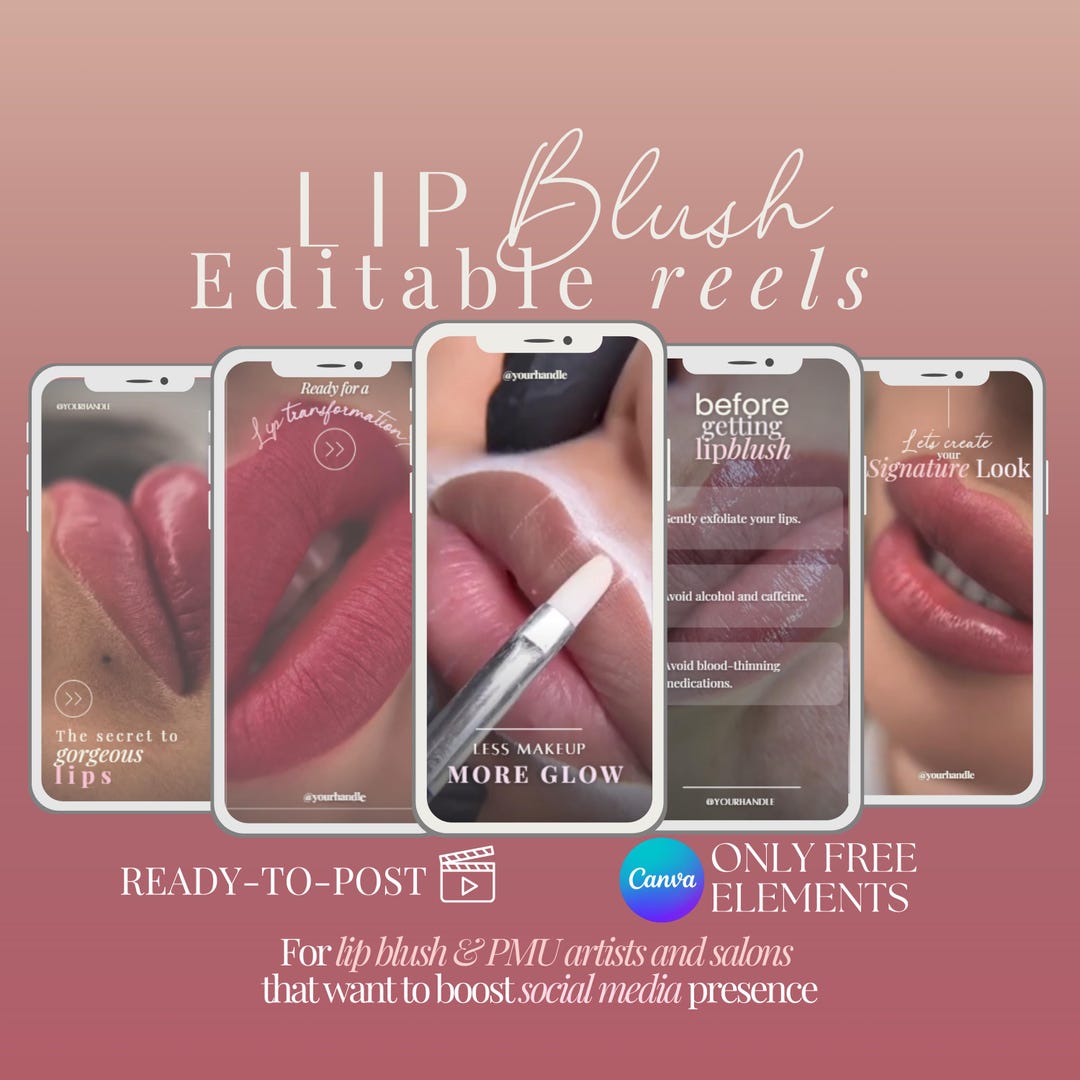 Lip Blush Tattoo Instagram Reel Templates | Permanent Makeup Artist ...