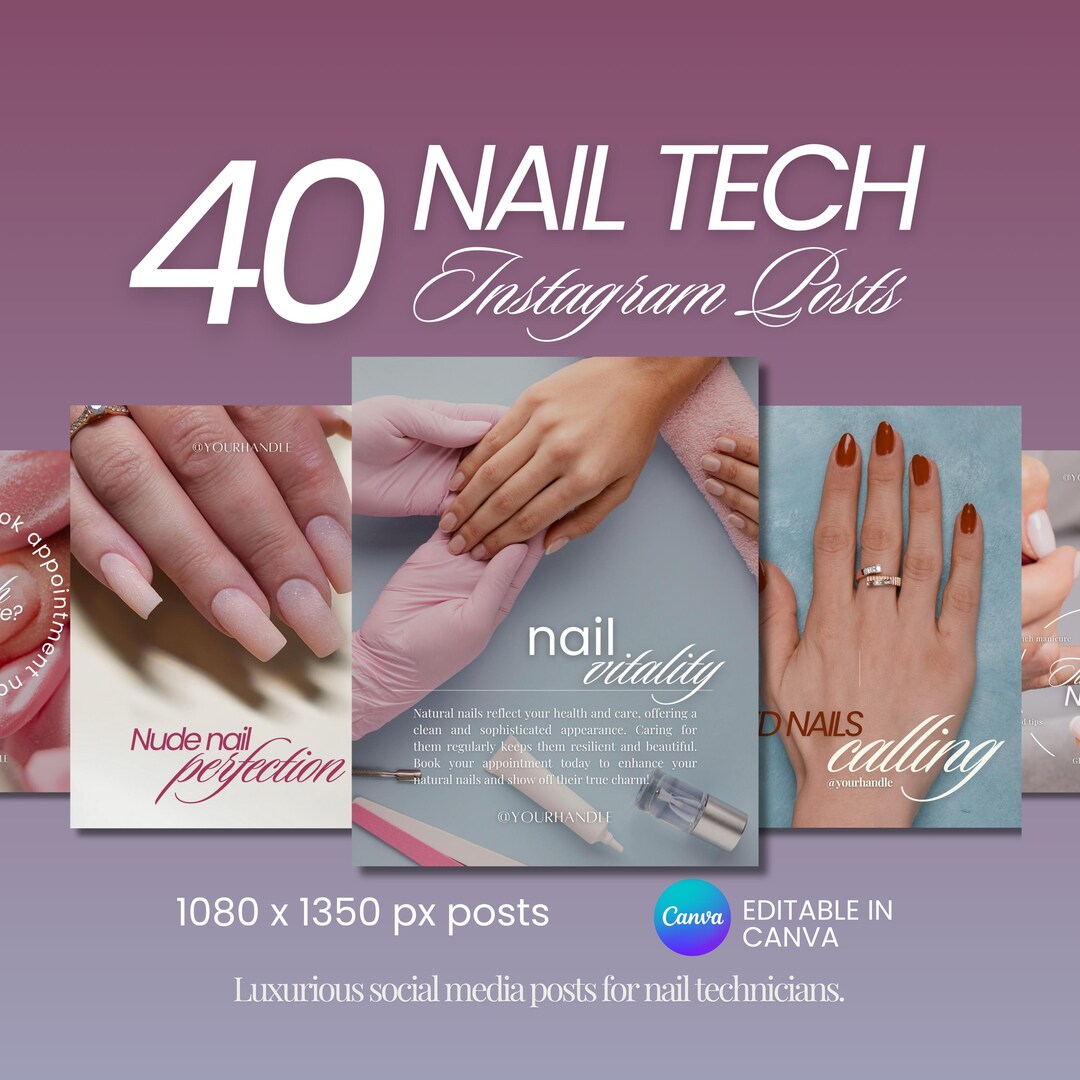Nail Tech Instagram Posts: Manicure Social Media Templates (canva) - Etsy
