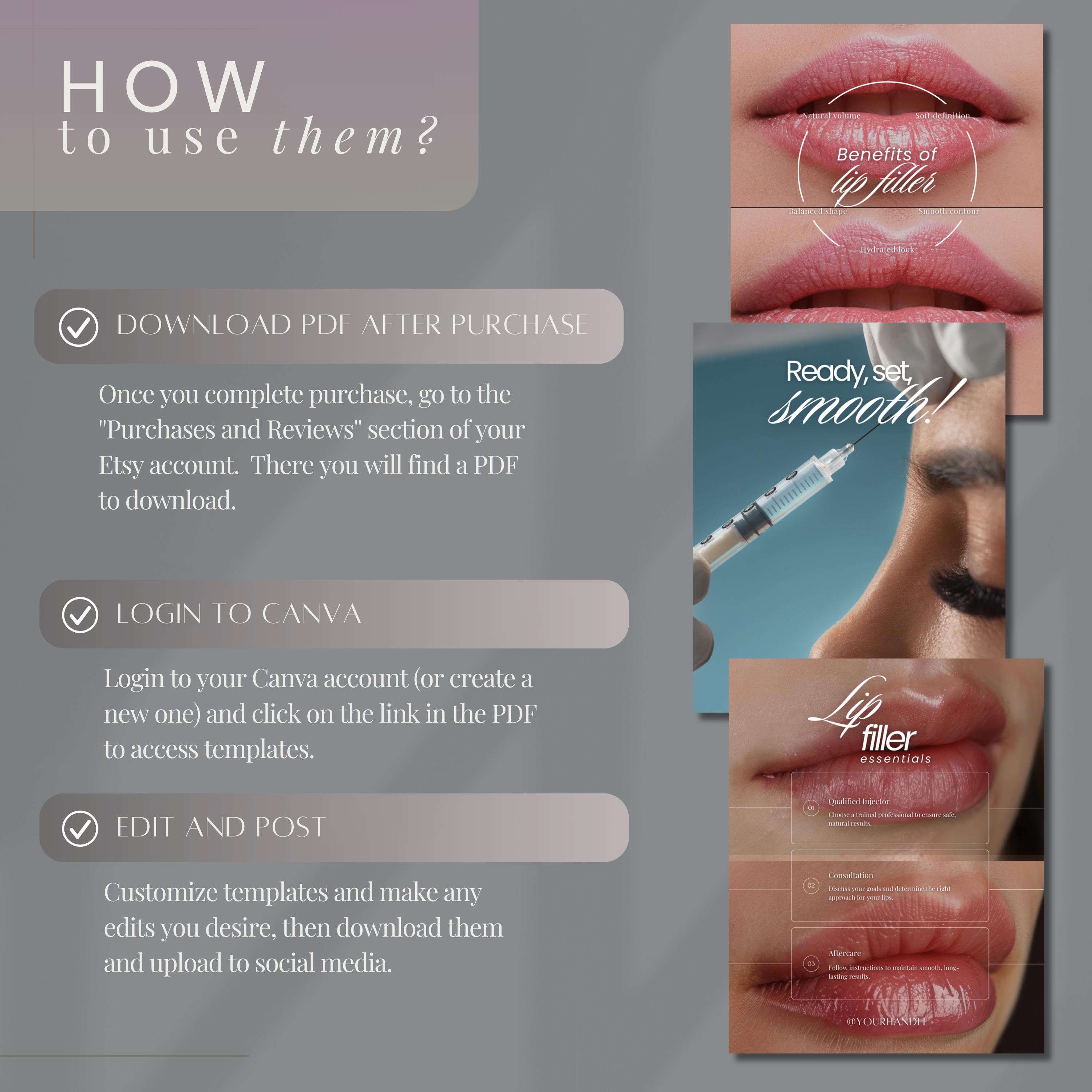Botox & Lip Filler Posts and Reels: Nurse Injector Instagram Templates ...