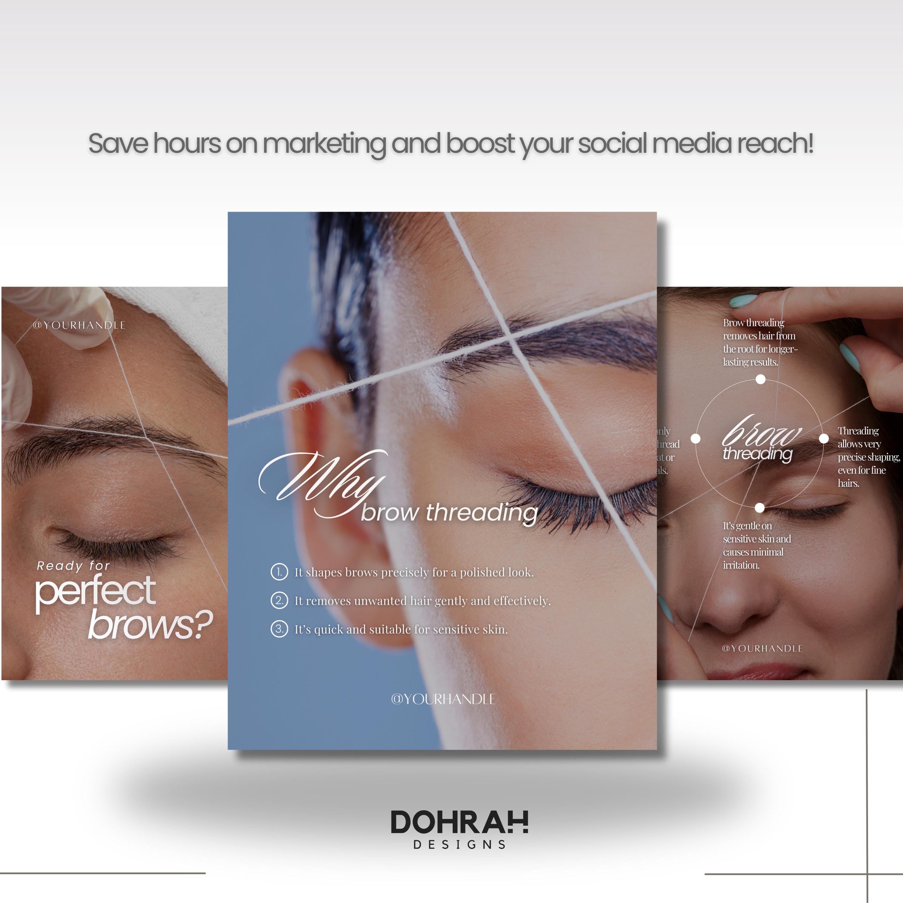 Brow Threading Instagram Post Templates: Brow Tech Social Media Content ...