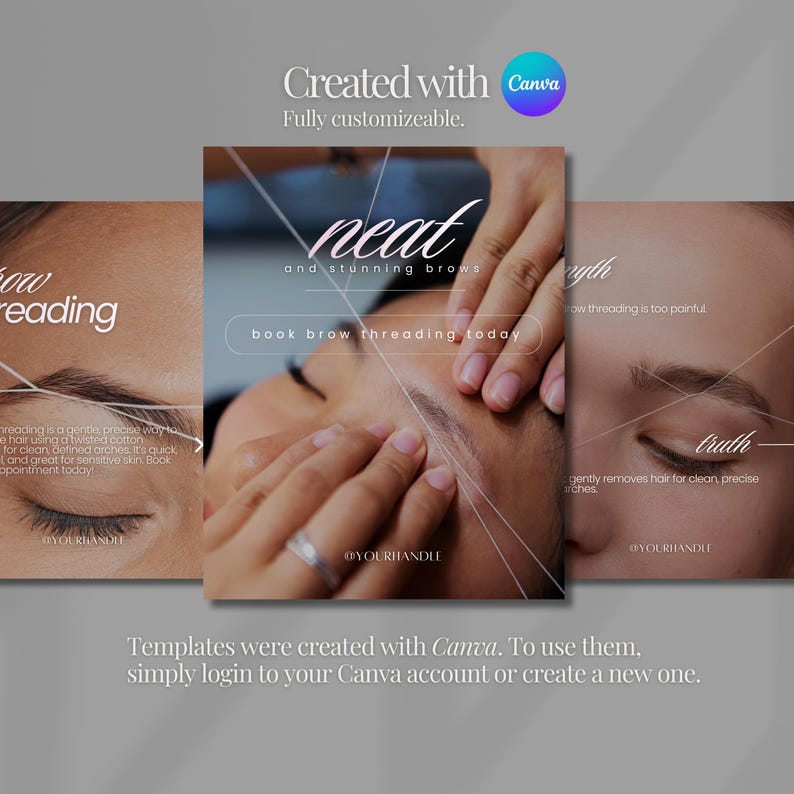 Brow Threading Instagram Post Templates: Brow Tech Social Media Content ...