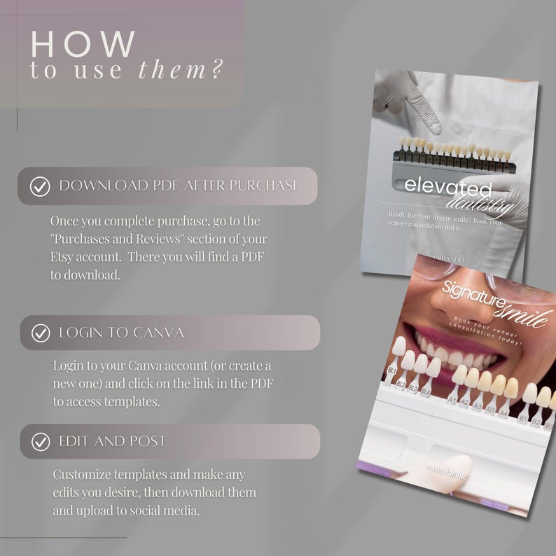 Veneer Instagram Posts: Dental Practice Social Media Templates (canva ...