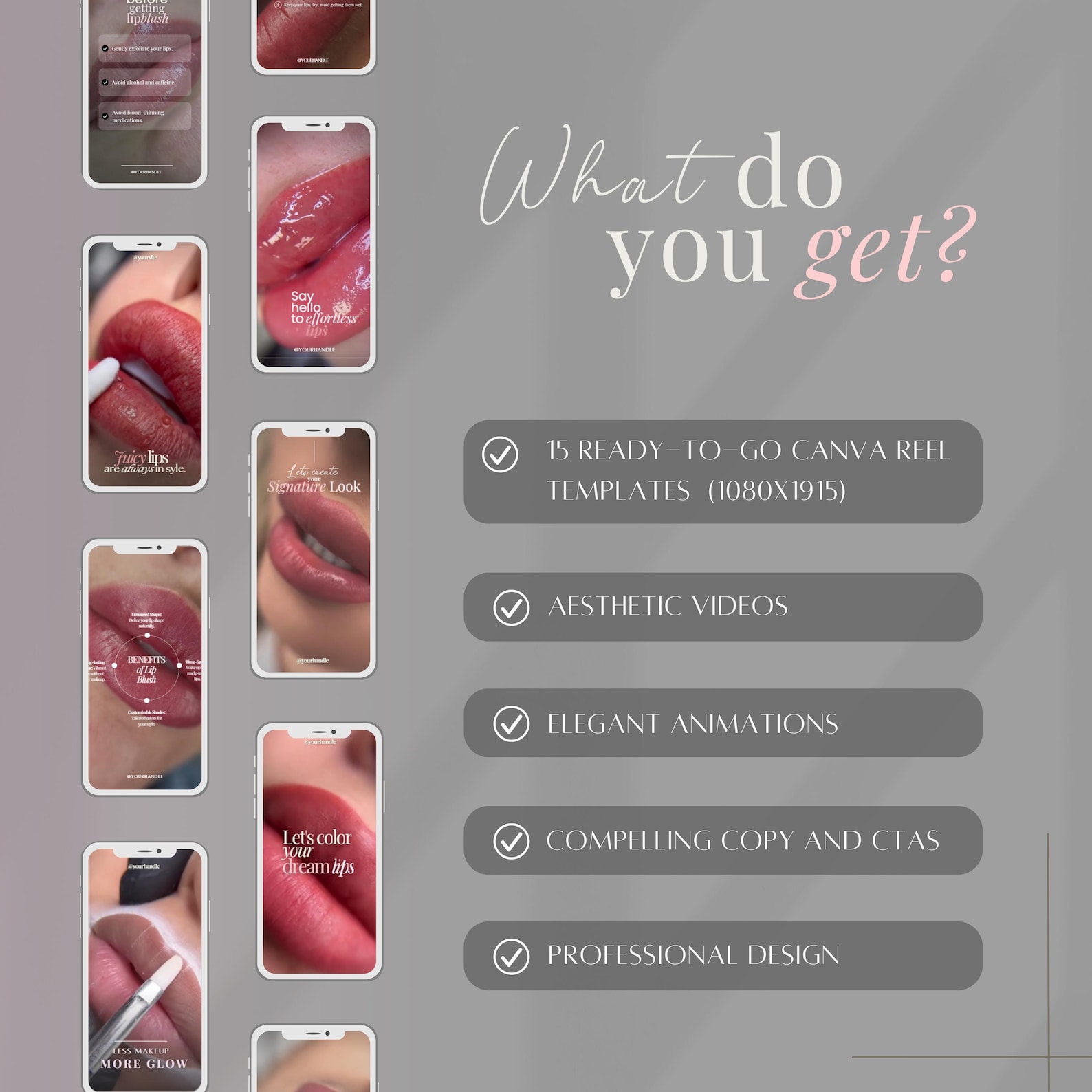 Lip Blushing Instagram Reel Templates | PMU Artist Story Ideas ...