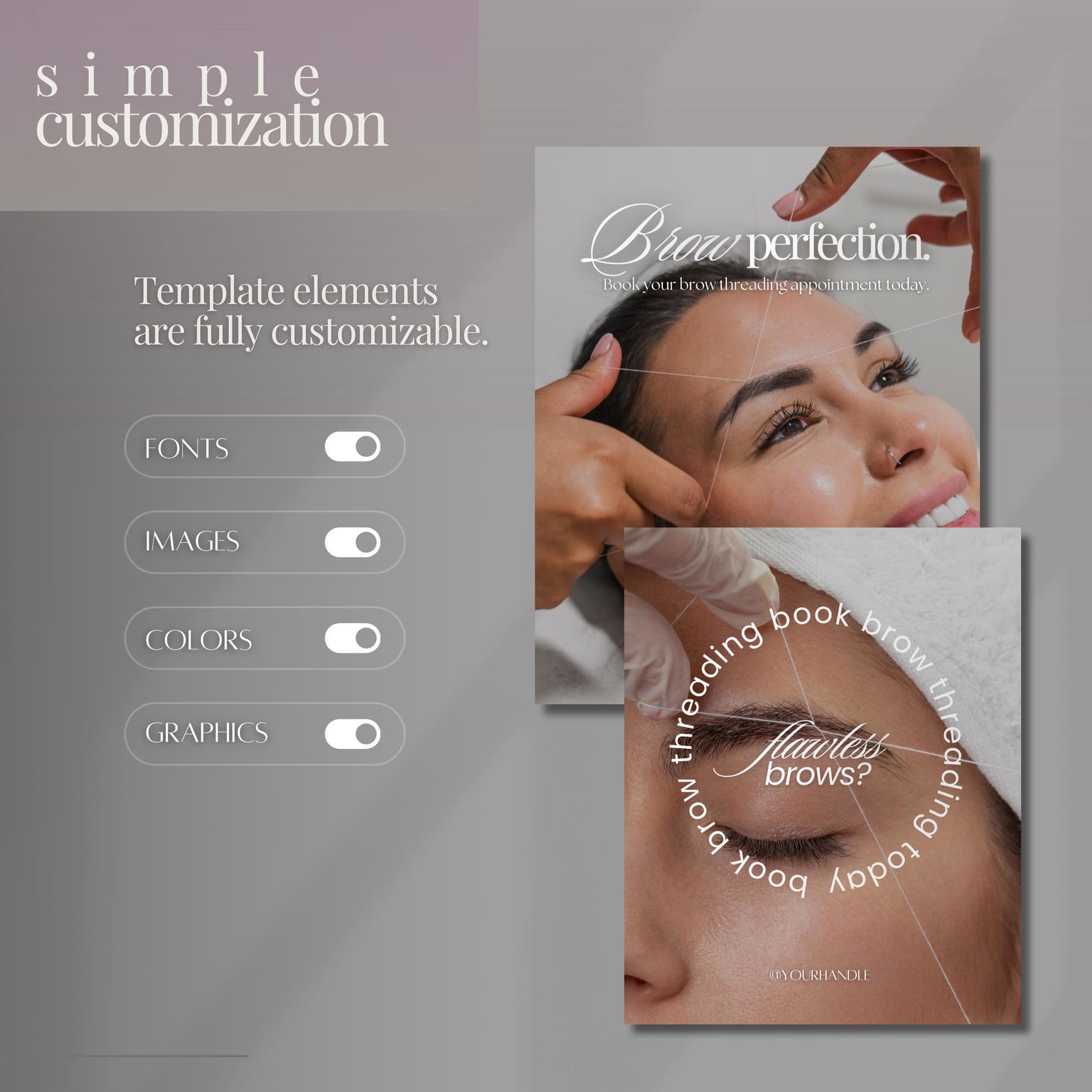 Brow Threading Instagram Post Templates: Brow Tech Social Media Content ...