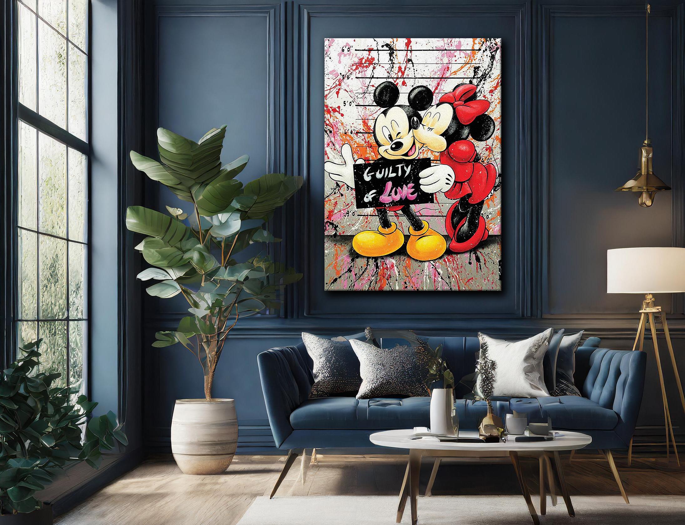 Guilty of Love Mickey and Minnie Mouse Canvas Wall Art, Banksy Style ...