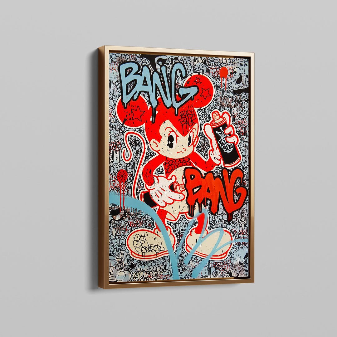 Bang Bang Graffiti Mouse Pop Art Canvas Wall Art - Bold and Playful ...
