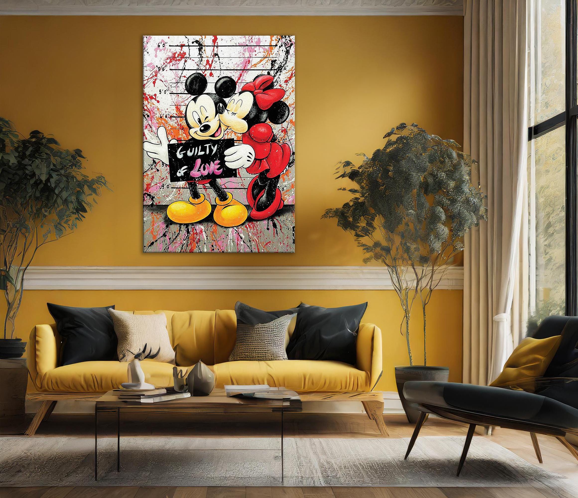 Guilty of Love Mickey and Minnie Mouse Canvas Wall Art, Banksy Style ...