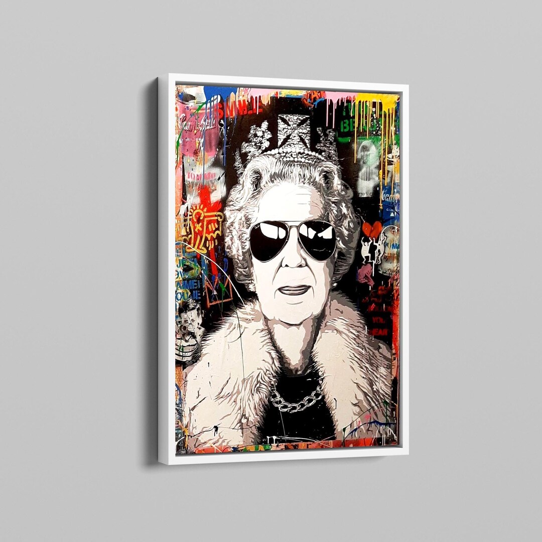 Banksy Queen Elizabeth Wall Art | Graffiti Street Art Canvas Print ...