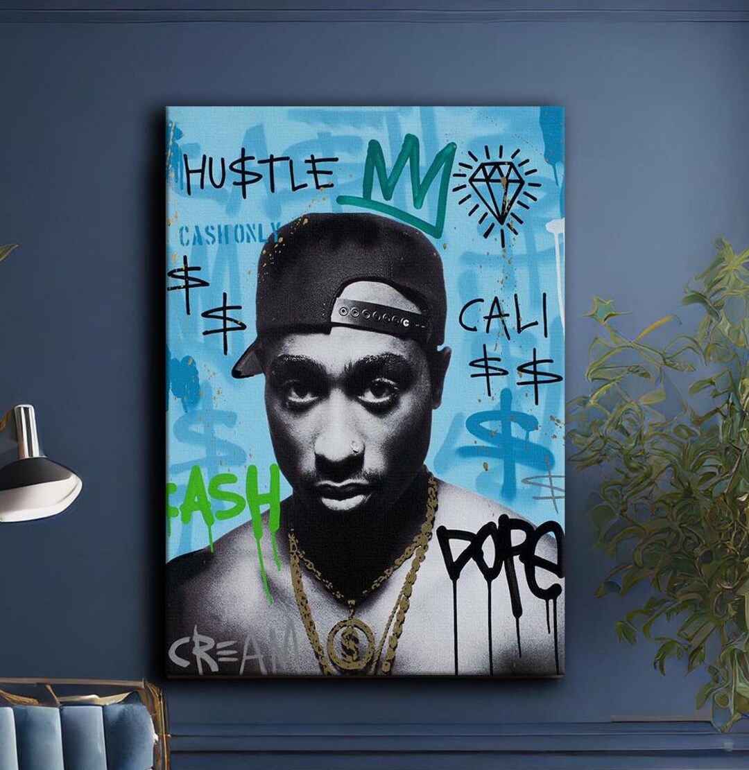 Tupac Graffiti Wall Art Iconic Pop Art Canvas Wall Art of the Legendary ...