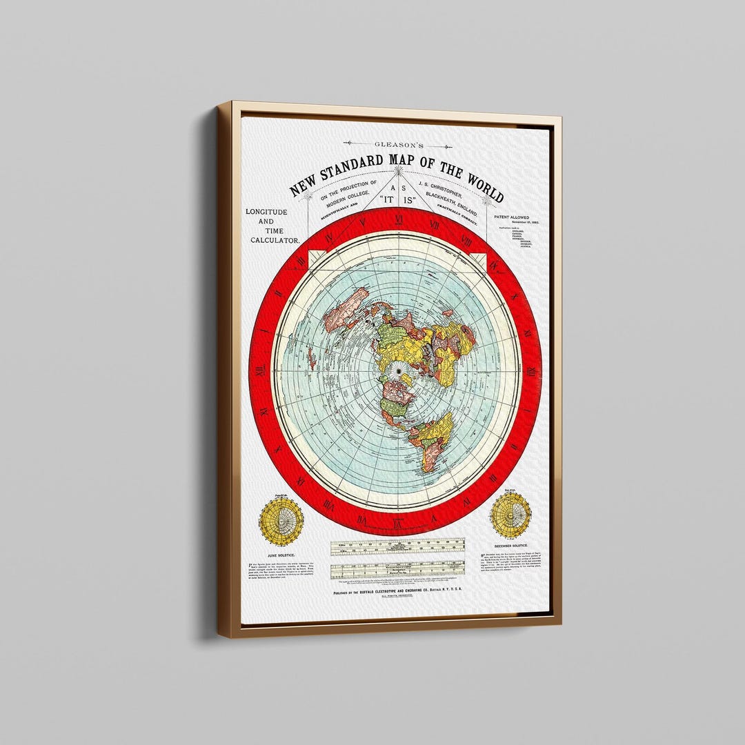 Alexander Gleason's New Standard Map of the World Canvas Wall Art 1892 ...