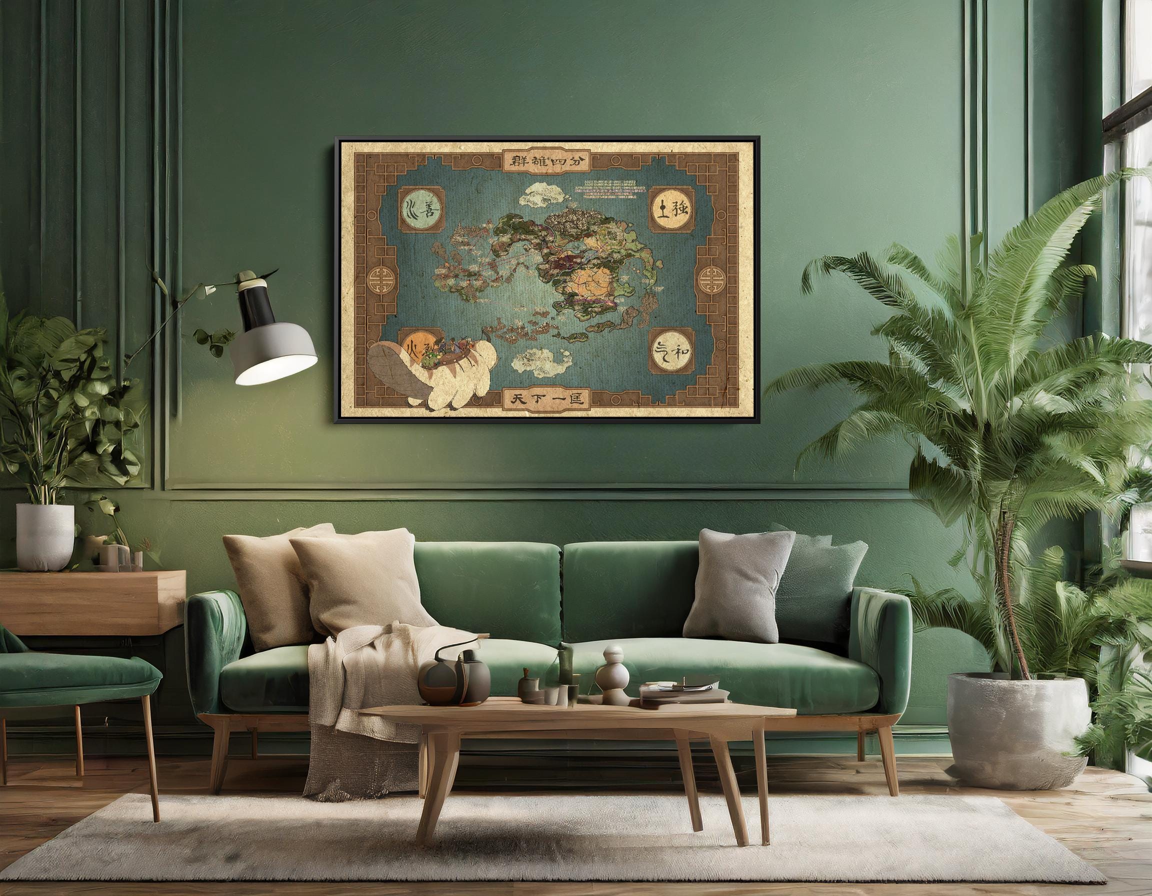 Avatar the Last Airbender World Map Canvas Wall Art | Four Nations Map ...