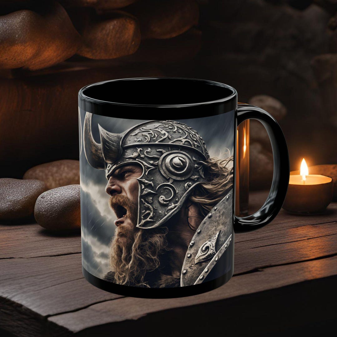Viking Warrior Mug, Norse Mythology Gift, Viking Coffee Cup, Medieval ...
