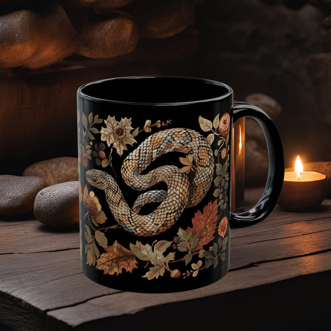 Elegant Snake Mug - Vintage Medieval Snake Illustration Coffee Cup ...