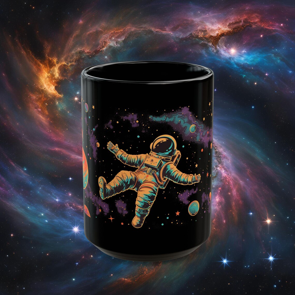 Astronaut Mug Space Planet Gift Coffee Mug Tea Pop Art Galaxy Retro 70s ...