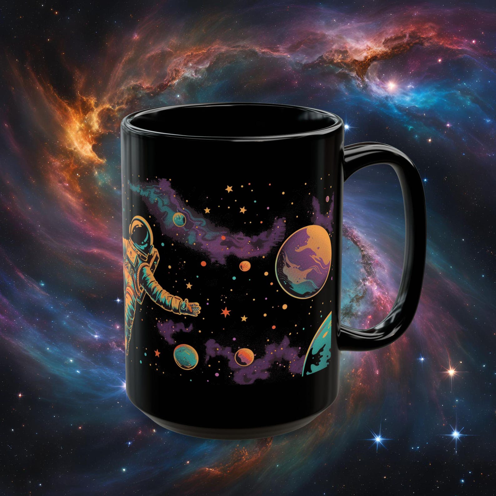 Astronaut Mug Space Planet Gift Coffee Mug Tea Pop Art Galaxy Retro 70s ...