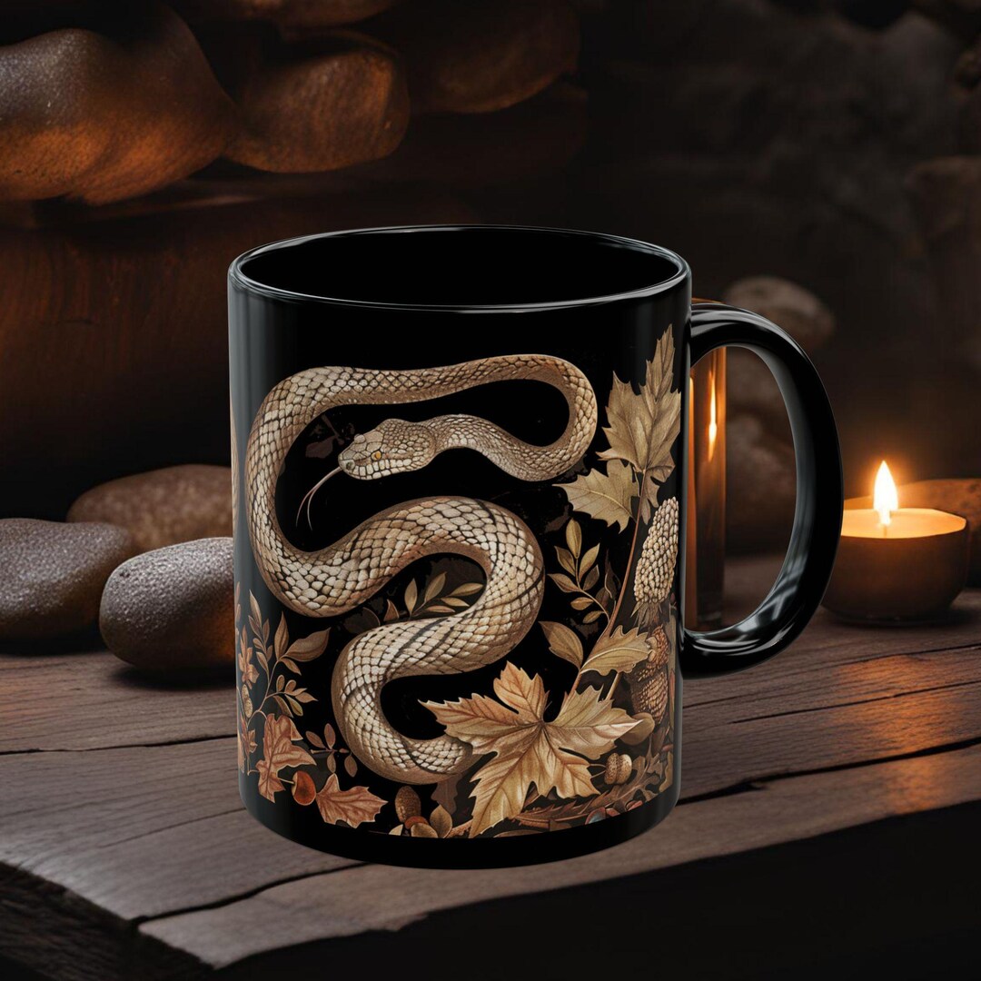 Medieval Elegant Snake Mug - Vintage Medieval Snake Illustration Coffee ...