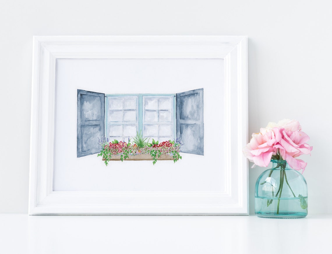 Floral Window Box Charleston South Carolina Watercolor - Etsy