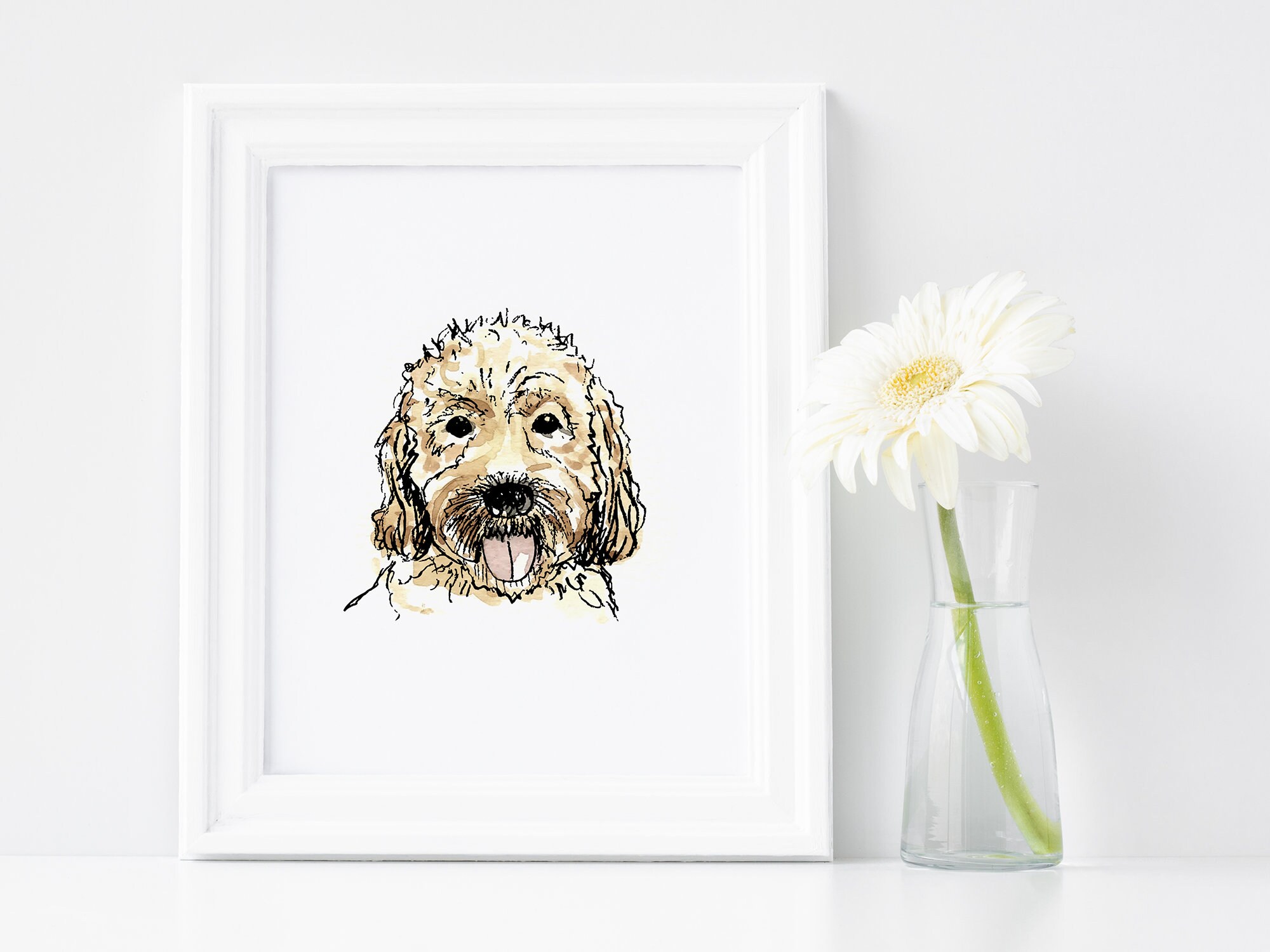 Goldendoodle Watercolor Print Labradoodle Dog Sketch | Etsy