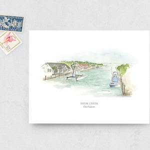 COASTAL Charleston Note Set - 8 Folded Notecards and Coordinating Color ...