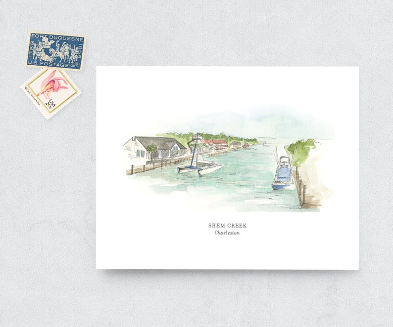 COASTAL Charleston Note Set - 8 Folded Notecards and Coordinating Color ...