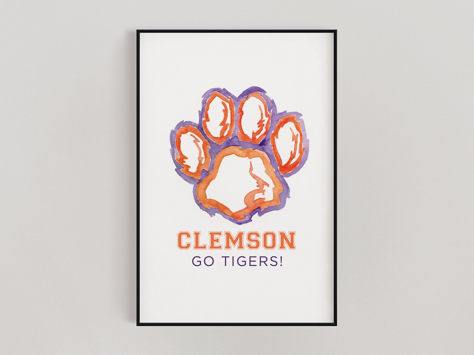 Watercolor Clemson University Print Clemson Tigers College - Etsy