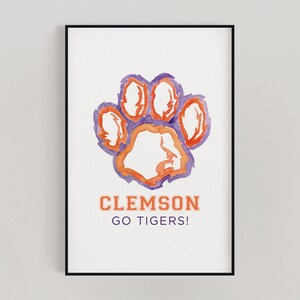 Watercolor Clemson University Print Clemson Tigers College Print ...