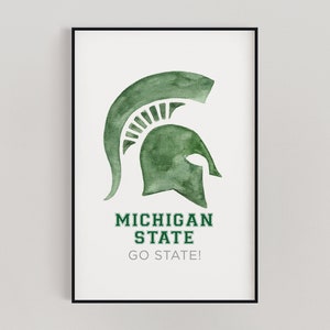 Watercolor Michigan State University Print - Michigan Spartans ...