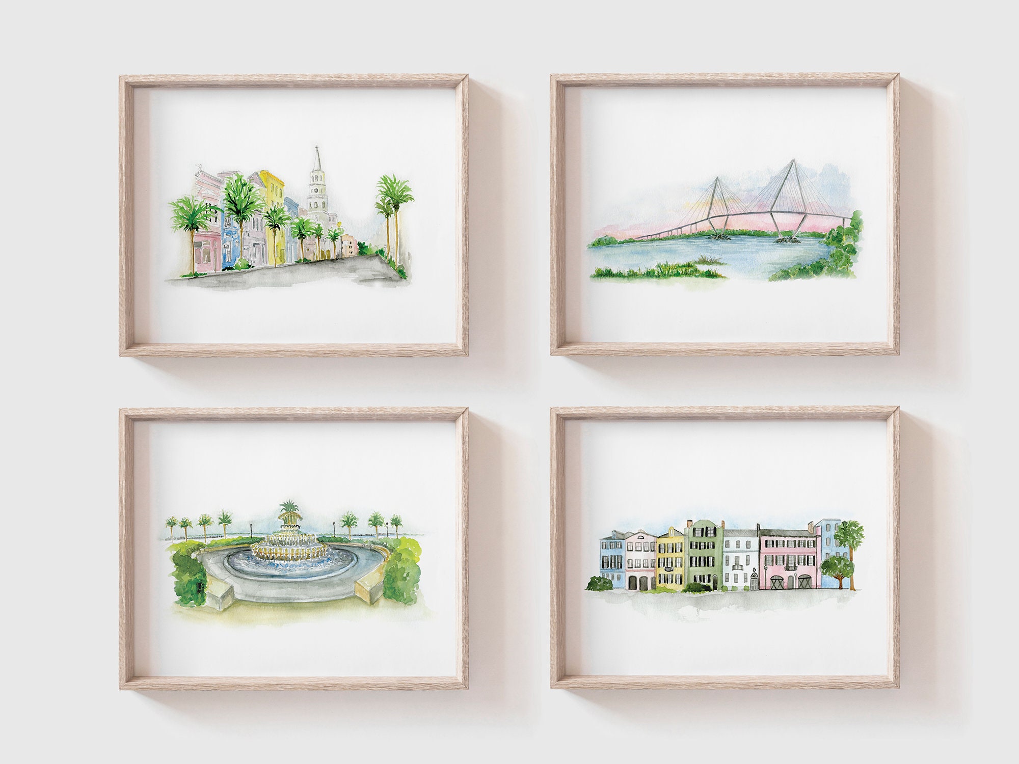 Charleston, SC Print Bundle - (4) 8x10 Watercolor Prints - Charleston ...