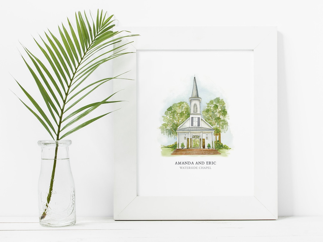 May River Chapel - Front View - Bluffton, South Carolina - Watercolor ...