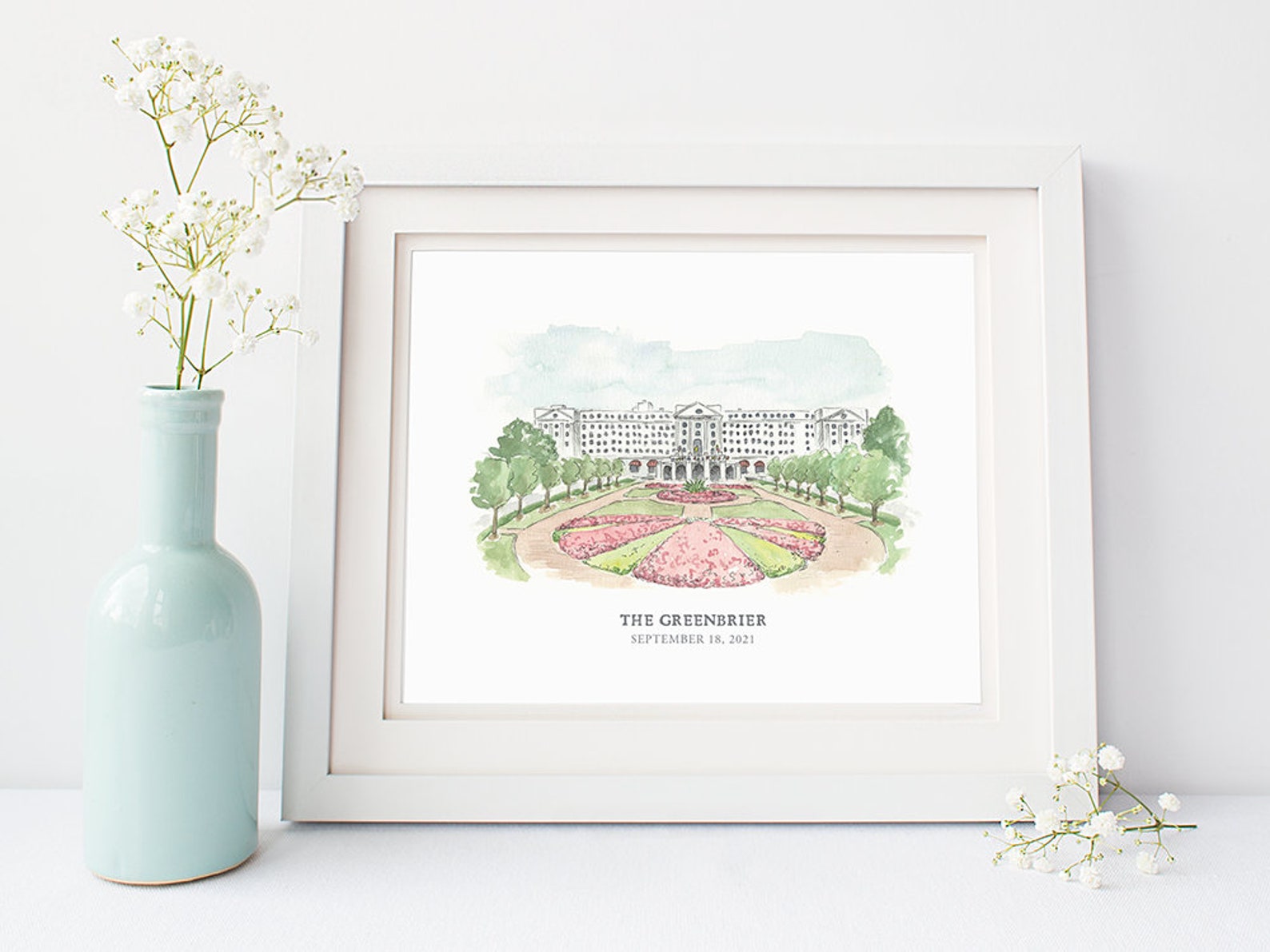 The Greenbrier Watercolor Painting White Sulphur Springs - Etsy