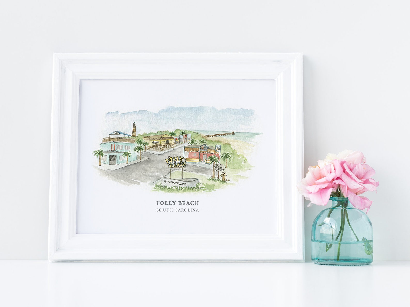 Folly Beach Watercolor - Downtown Folly - Folly Road Painting - James ...