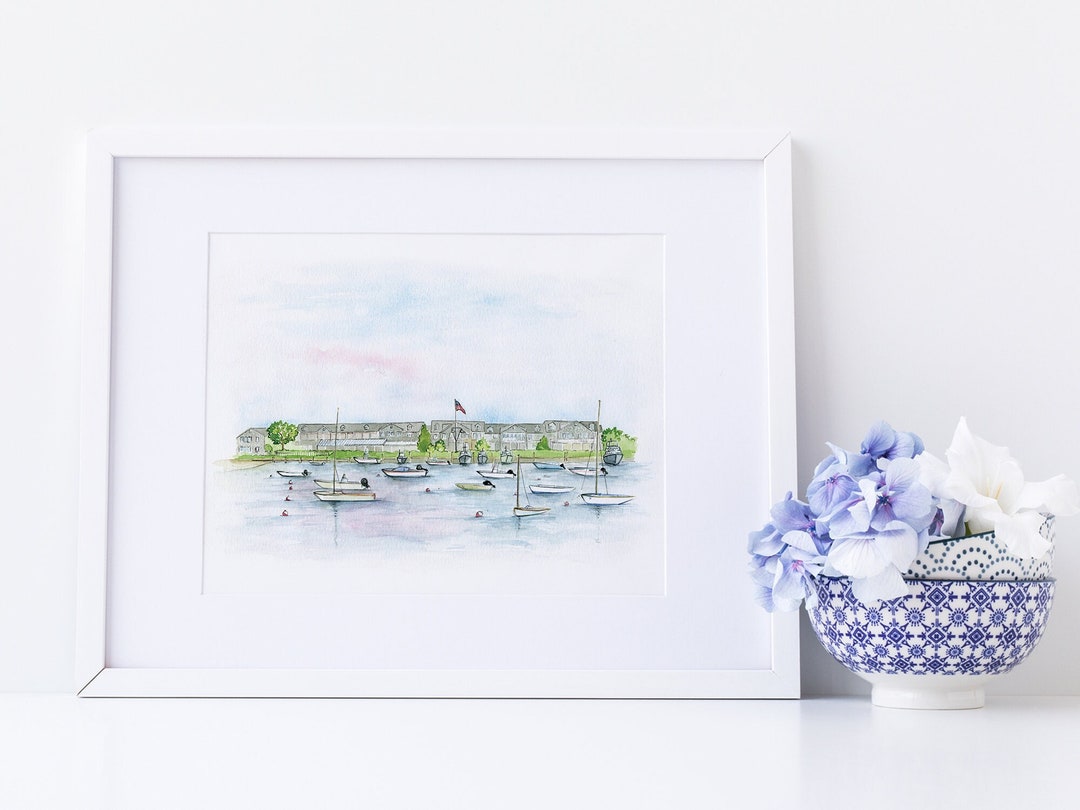 White Elephant Boat Basin - Nantucket, Massachusetts - Watercolor ...