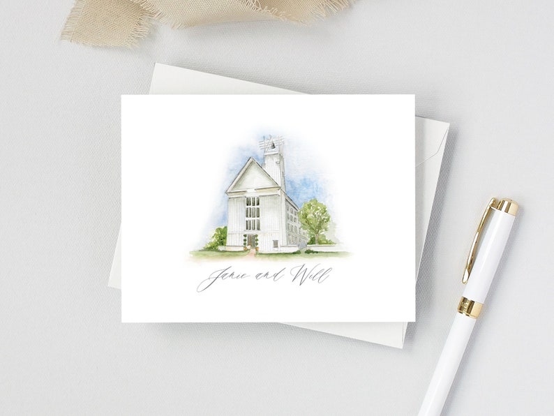 Seaside Chapel Note Set - Folded Notecards and Coordinating Envelopes ...