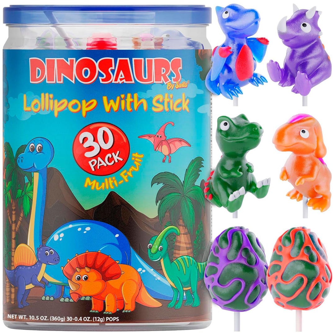 Dinosaur Lollipops 30pk- Dinosaur Candy for Dinosaur Party Favors ...