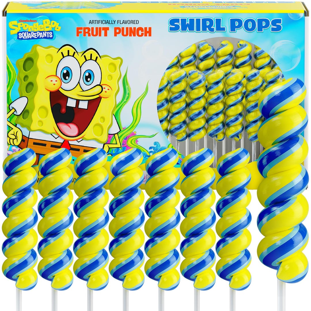 Spongebob Swirl Lollipops - Party Favors, Birthday Decorations (20pk ...