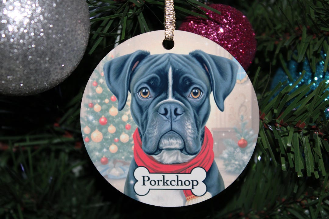 Personalized Black Boxer Christmas Tree Ornament Custom Black Boxer ...