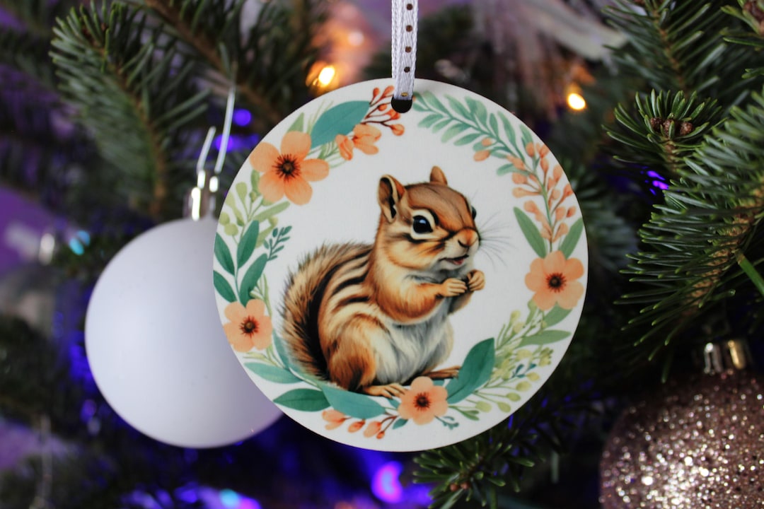 Chipmunk Ornament Holiday Chipmunk Christmas Ornament Woodland Stocking ...