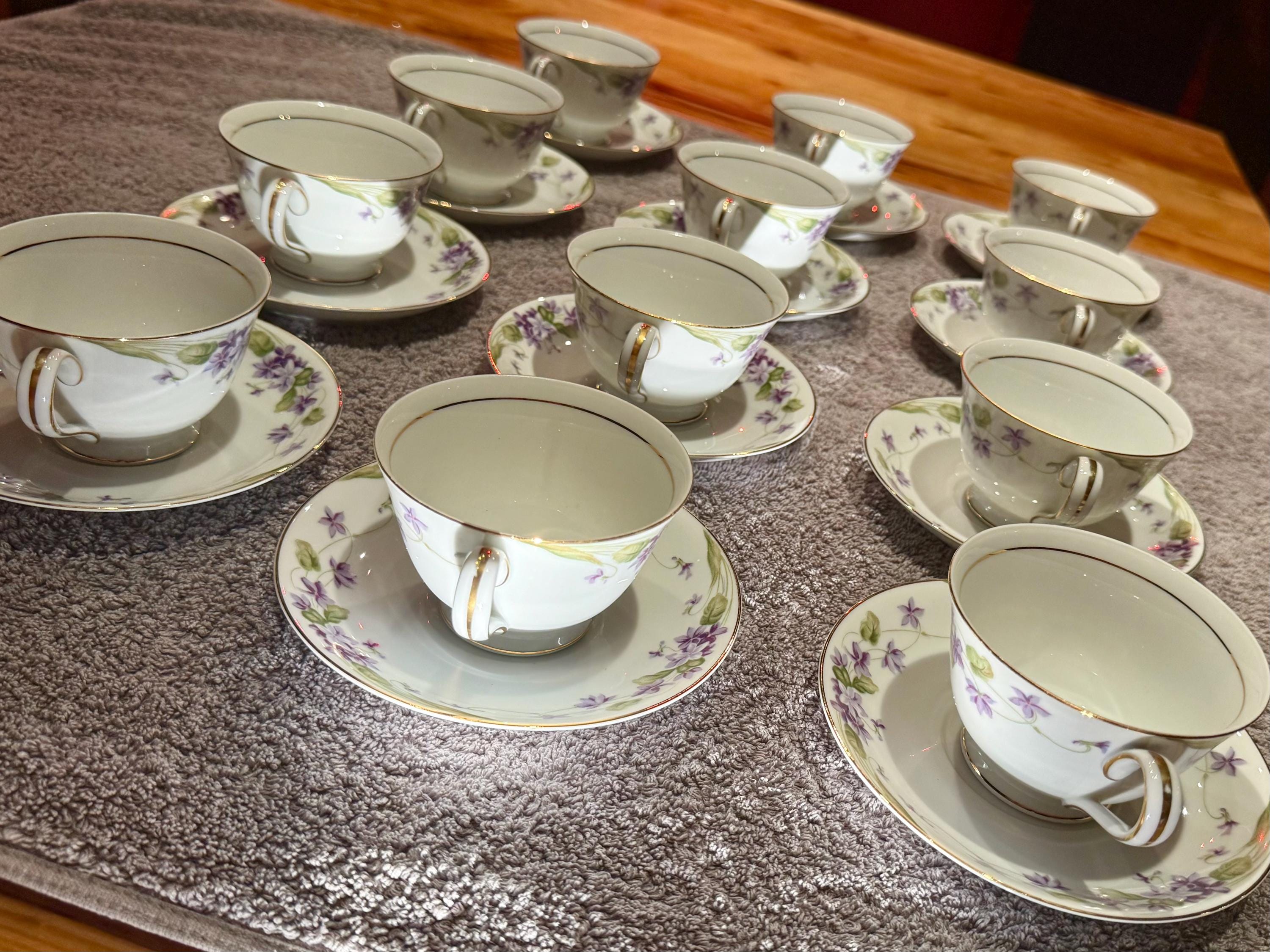 Vintage 1950s Noritake 12 Tea Cups and 12 Saucers, Style: Nancy, Hand ...