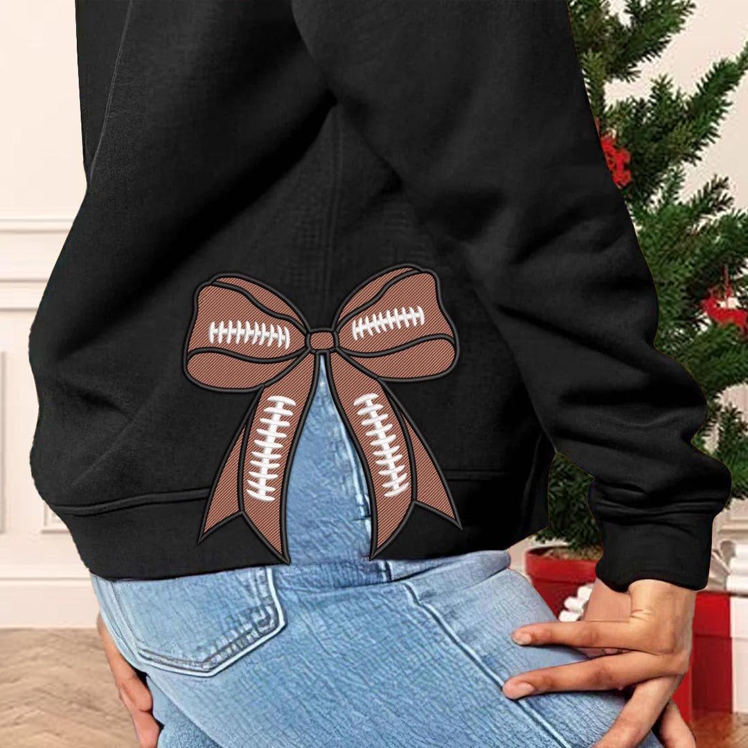 Football Side Bow Sweatshirt Embroidery Design , Football Embroidery ...