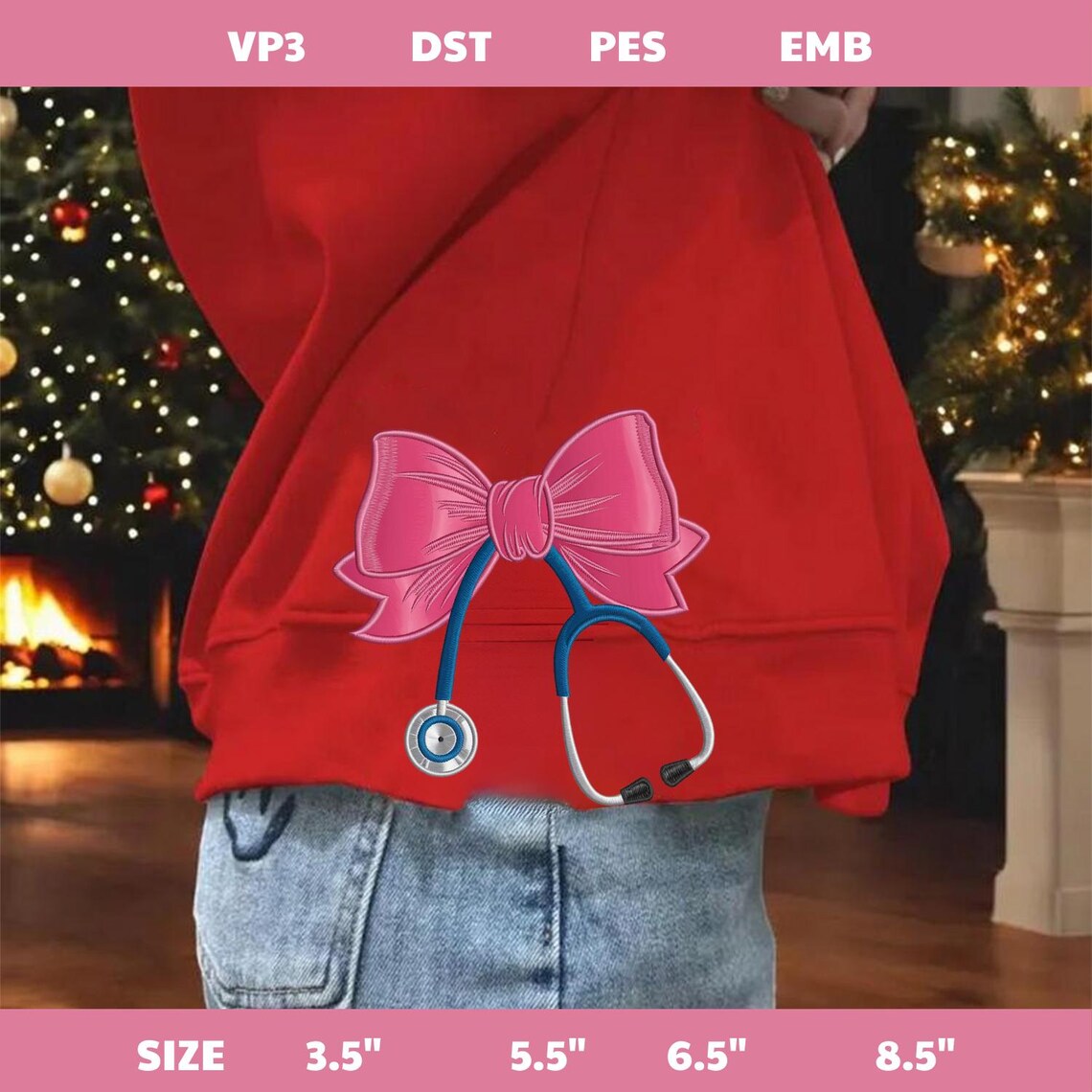 Pink Nurse Bow Embroidery Design File Nurse Coquette Nurse Nurse ...
